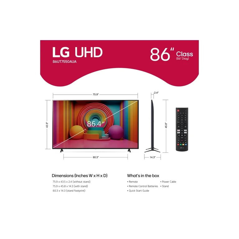 Pantalla LG AI UHD UT75 86 pulgadas 4K SMART TV 2024 ThinQ AI | Televisión